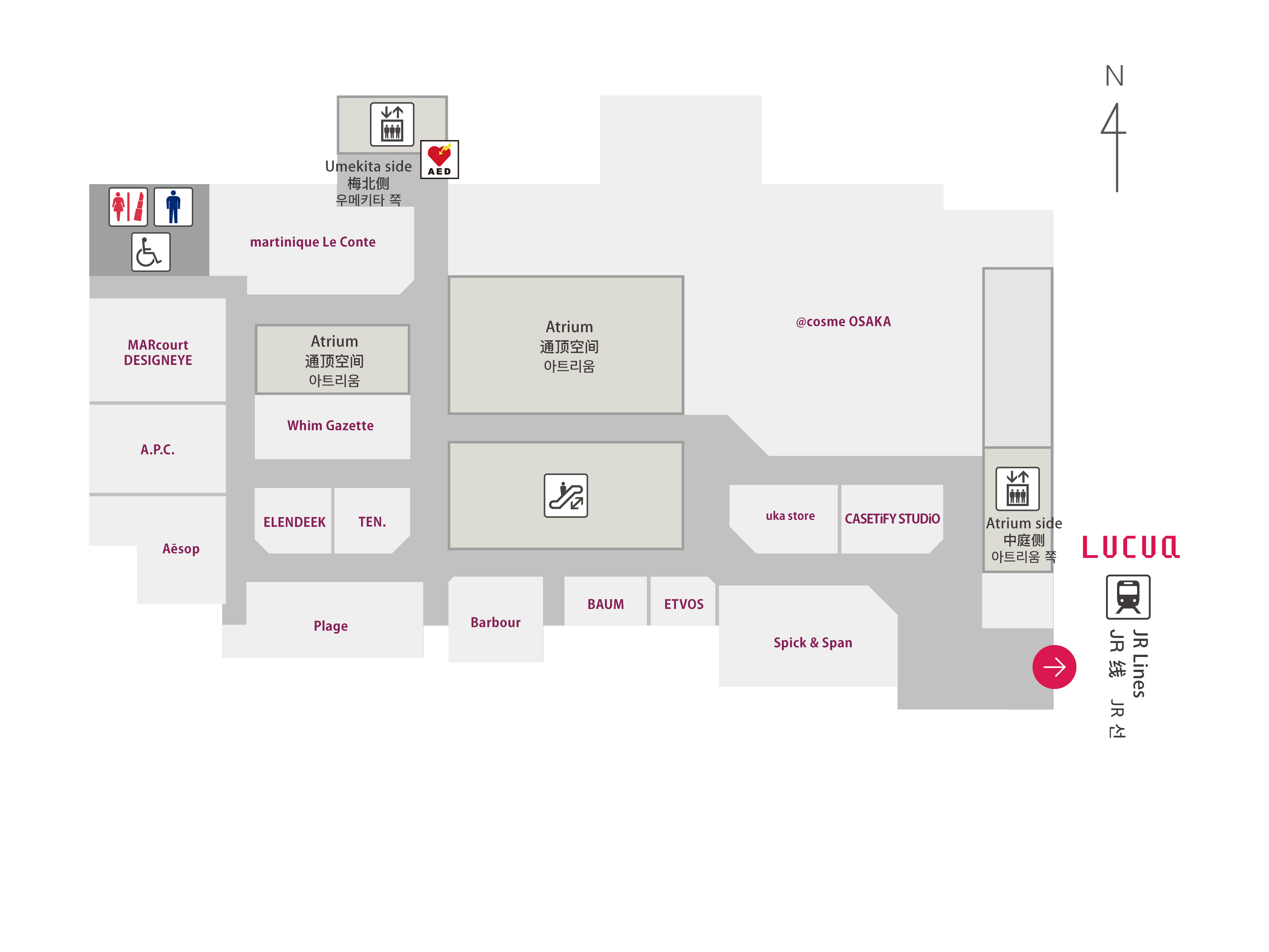 LUCUA 1100 3F 층별 안내도 | LUCUA osaka